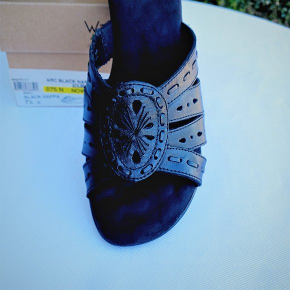 Walking Cradles | Shoes | Walking Cradles Arc Black Nappa Slip On Wedge ...